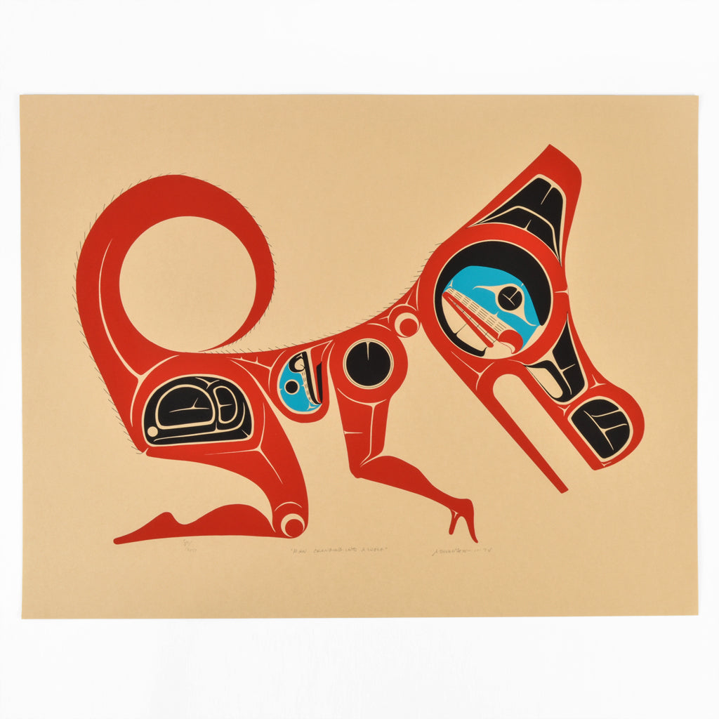 Man Changing Into Wolf by Art Thompson – Native Art Prints